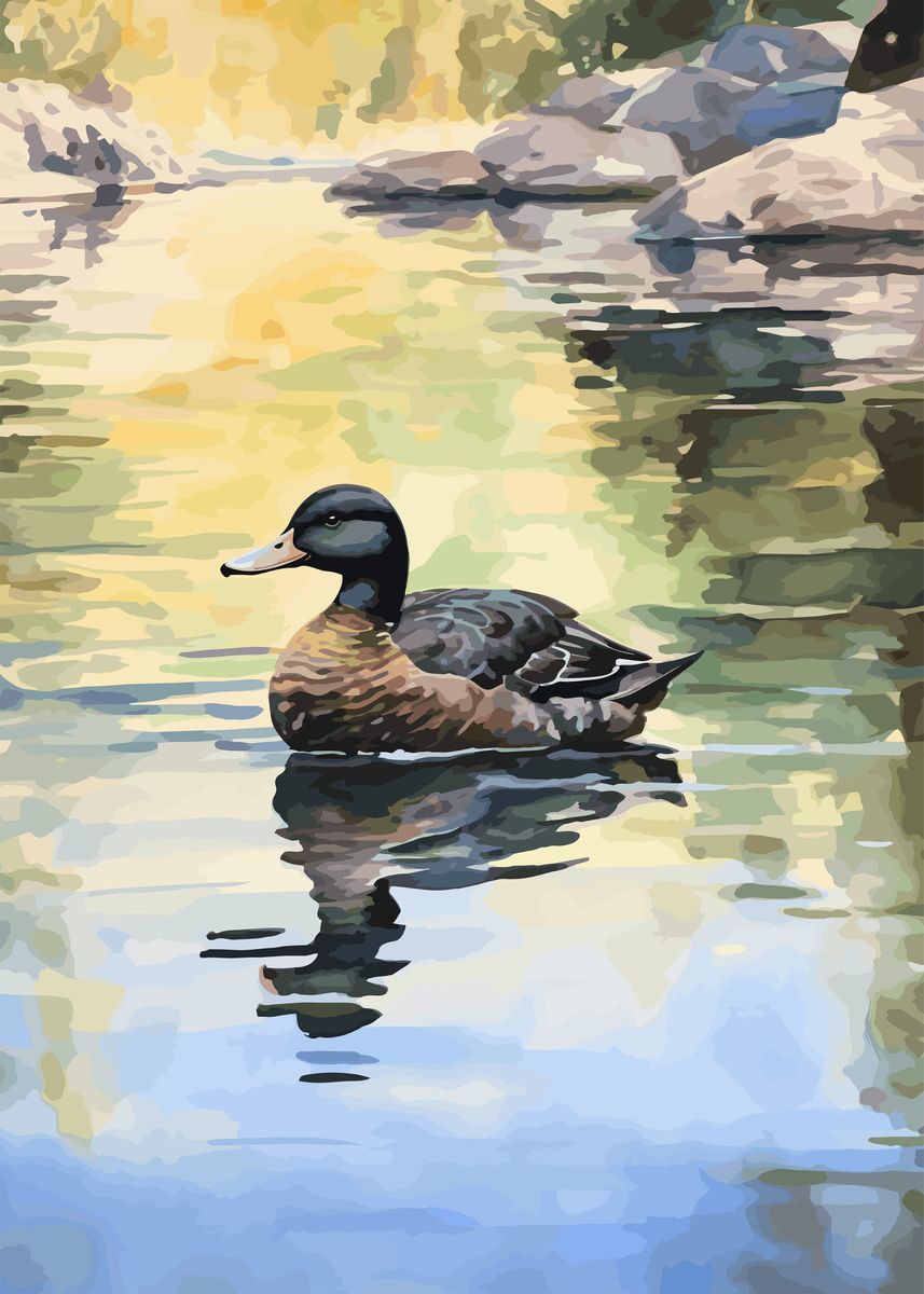 'American Black Duck' Poster, picture, metal print, paint by Cool ...