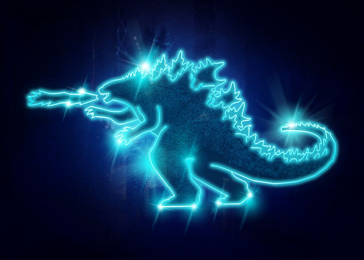 'Neon Godzilla Blue' Poster by Godzilla vs Kong | Displate