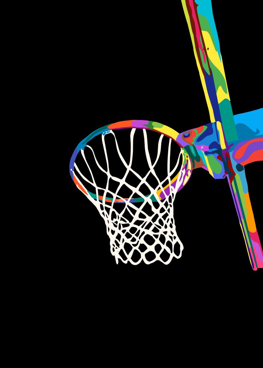 'basketball ring in pop art' Poster, picture, metal print, paint by ...
