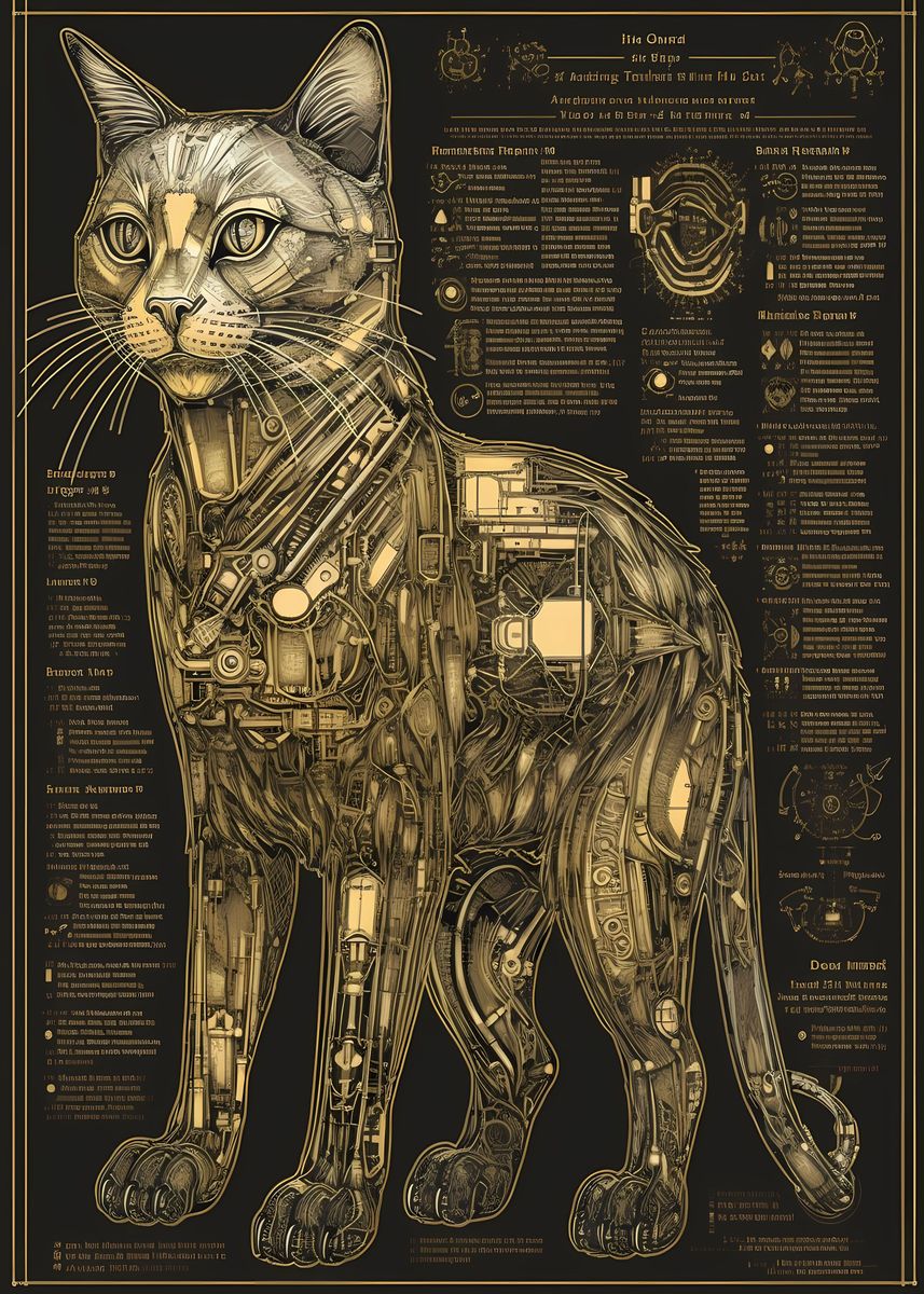 'Robot Metallic Cat' Poster, picture, metal print, paint by Frank ...