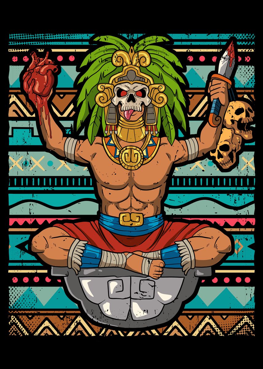 'Mexican Aztec Warrior' Poster, picture, metal print, paint by PxL ...