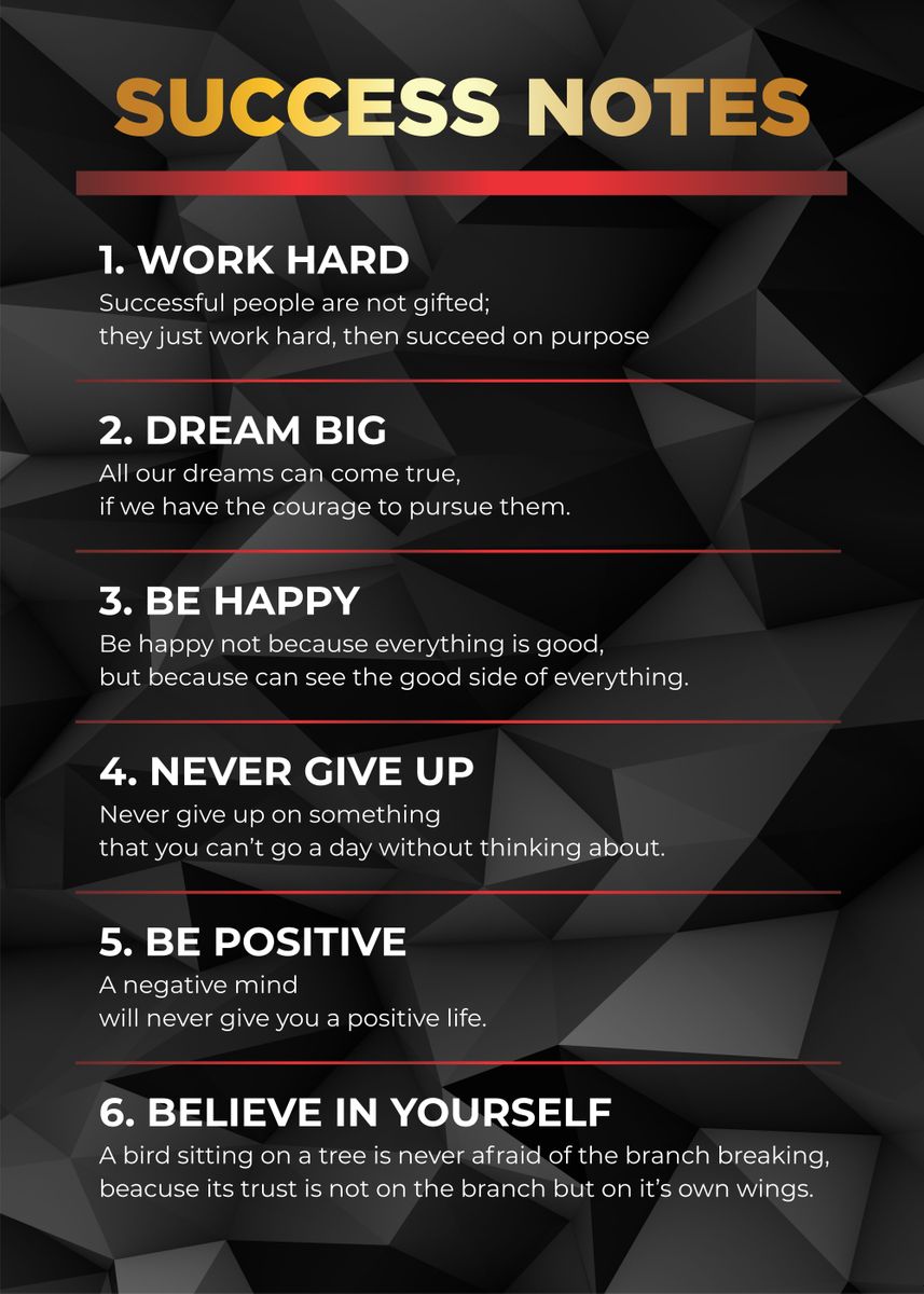 'success note' Poster, picture, metal print, paint by Lowpoly Posters ...