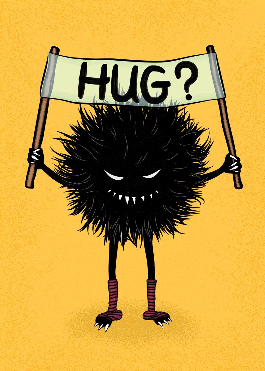 'Creepy Cute Monster Hug' Poster, picture, metal print, paint by ...