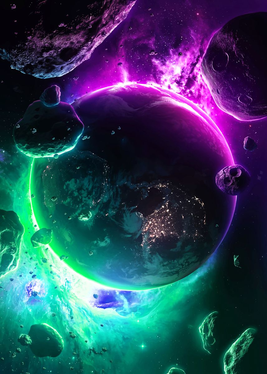 'Space Planet Galaxy' Poster, picture, metal print, paint by Wall Art ...