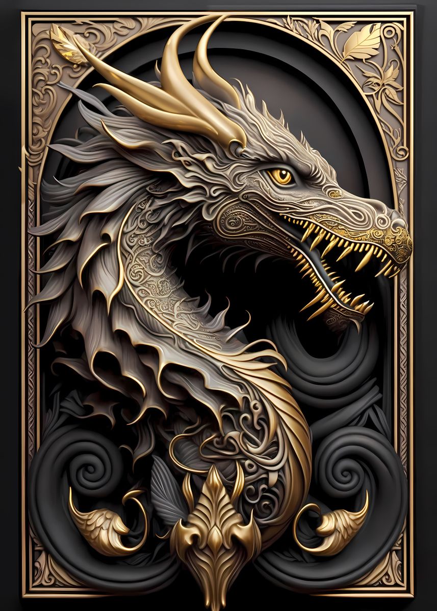 'Supreme Golden Dragon' Poster, picture, metal print, paint by Luong ...