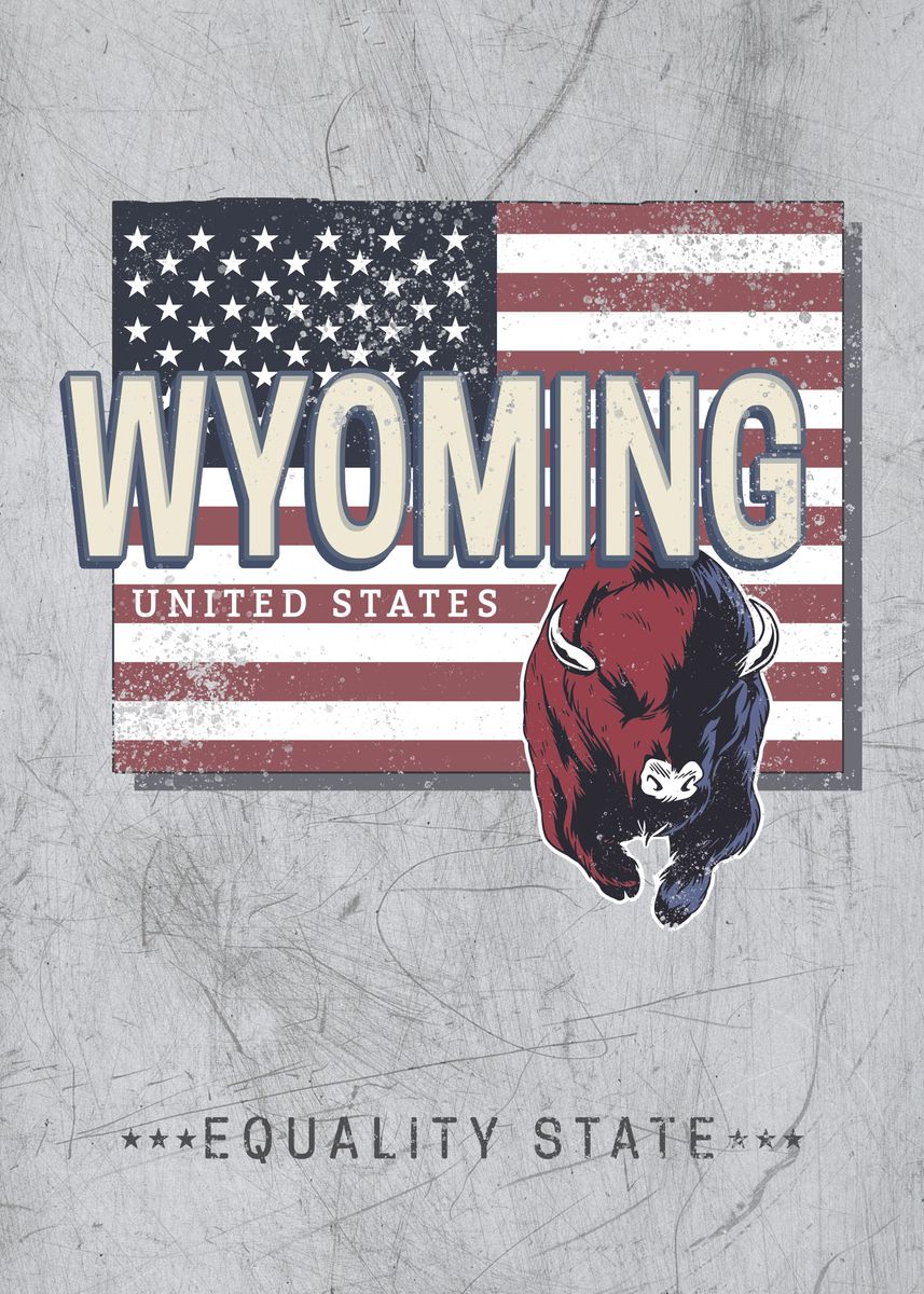 'Wyoming USA United States' Poster, picture, metal print, paint by Nils ...