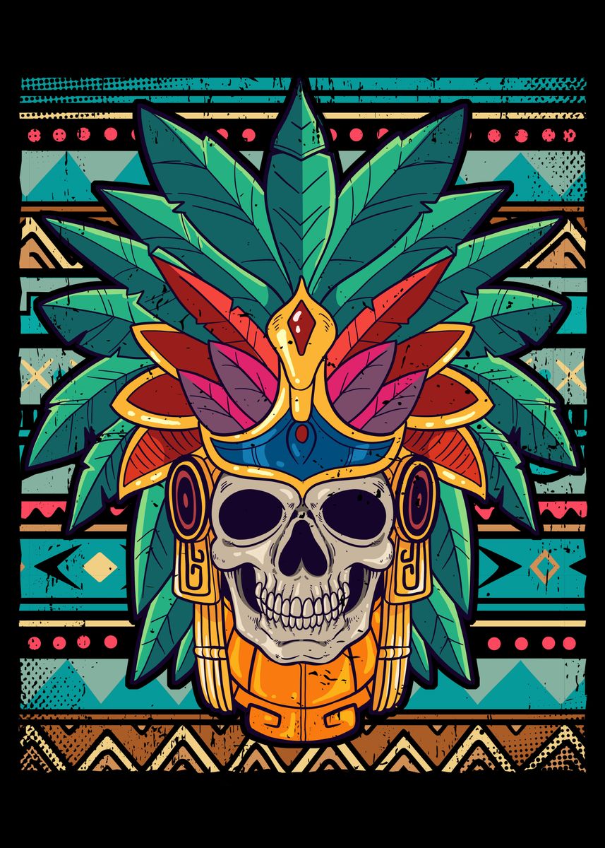 'Mexican Aztec Warrior' Poster, picture, metal print, paint by PxL ...
