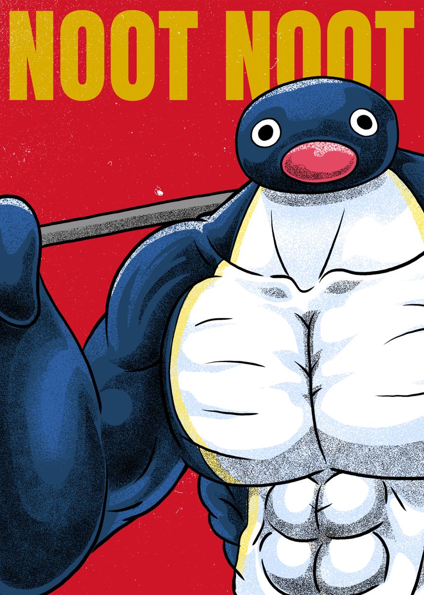 'Funny Noot Noot Penguin' Poster, picture, metal print, paint by Adam Project | Displate