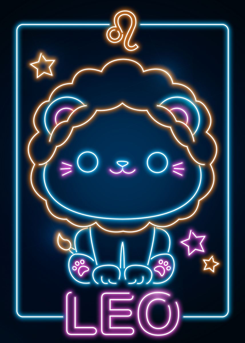 'Retro Leo Sign' Poster, picture, metal print, paint by Donnie | Displate