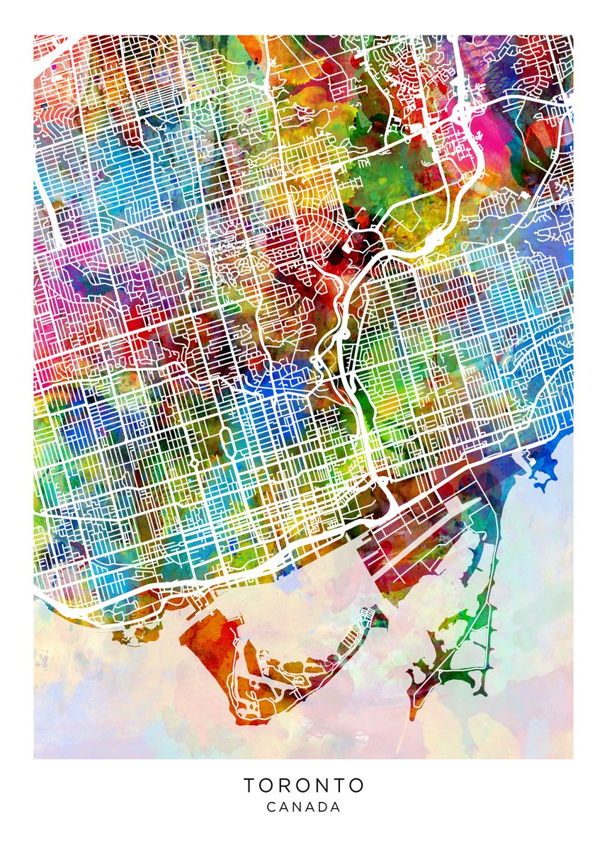 'Toronto Canada Map' Poster by Michael Tompsett | Displate