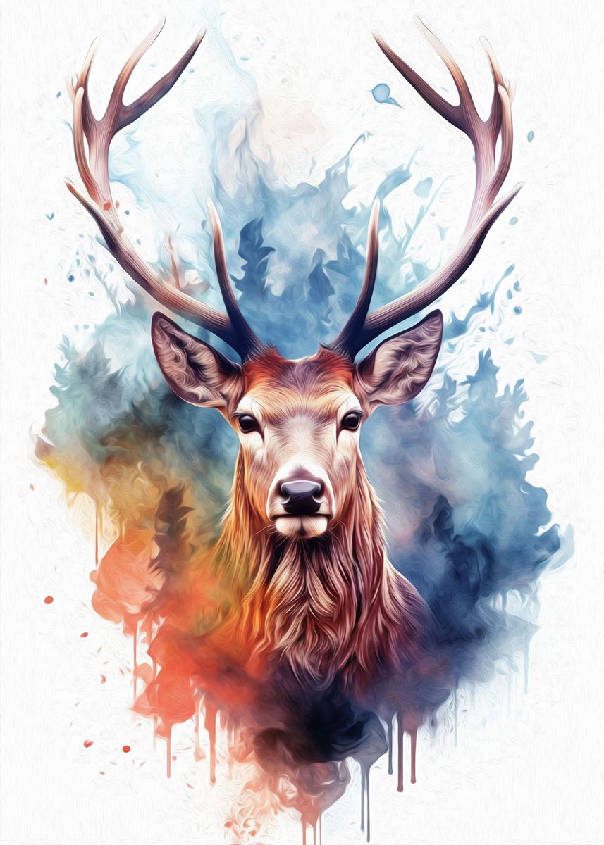 'Deer Watercolor' Poster, picture, metal print, paint by Djademan Vibes ...