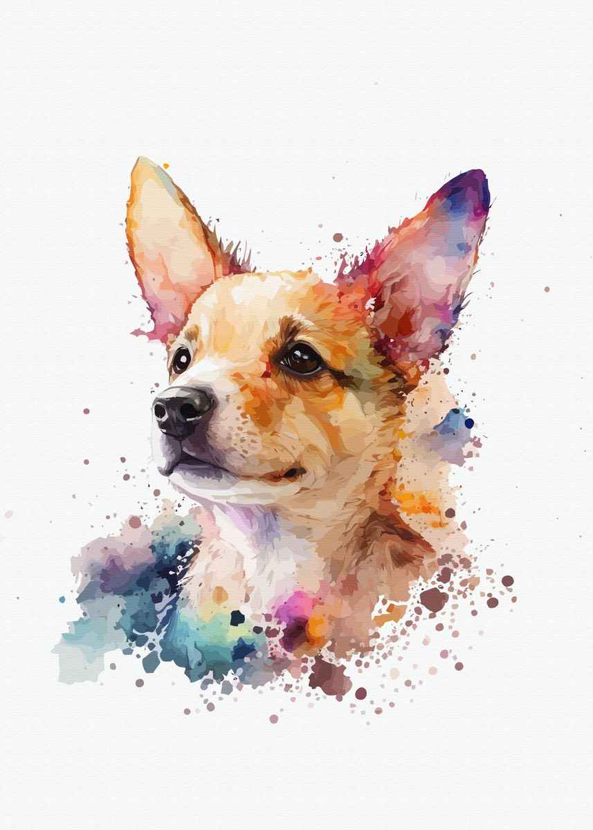 'Dog in watercolor style' Poster, picture, metal print, paint by Cao ...