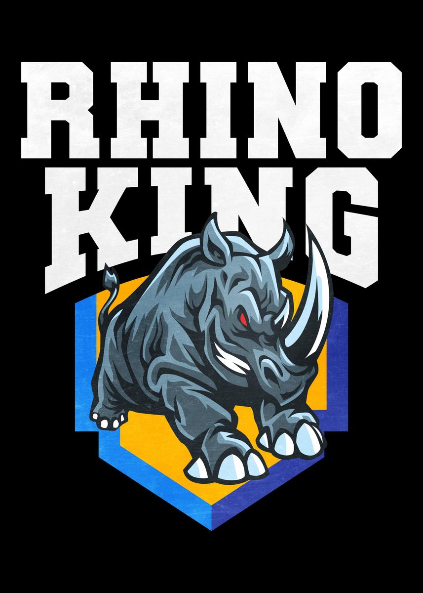 'Rhino King' Poster, picture, metal print, paint by Hexor | Displate