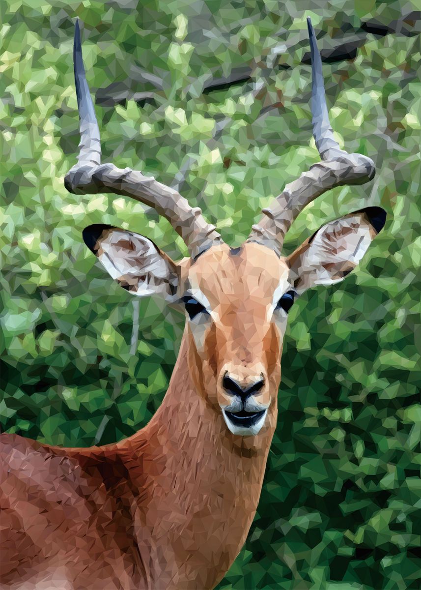 'Low Poly Antelope' Poster, picture, metal print, paint by Yudha | Displate