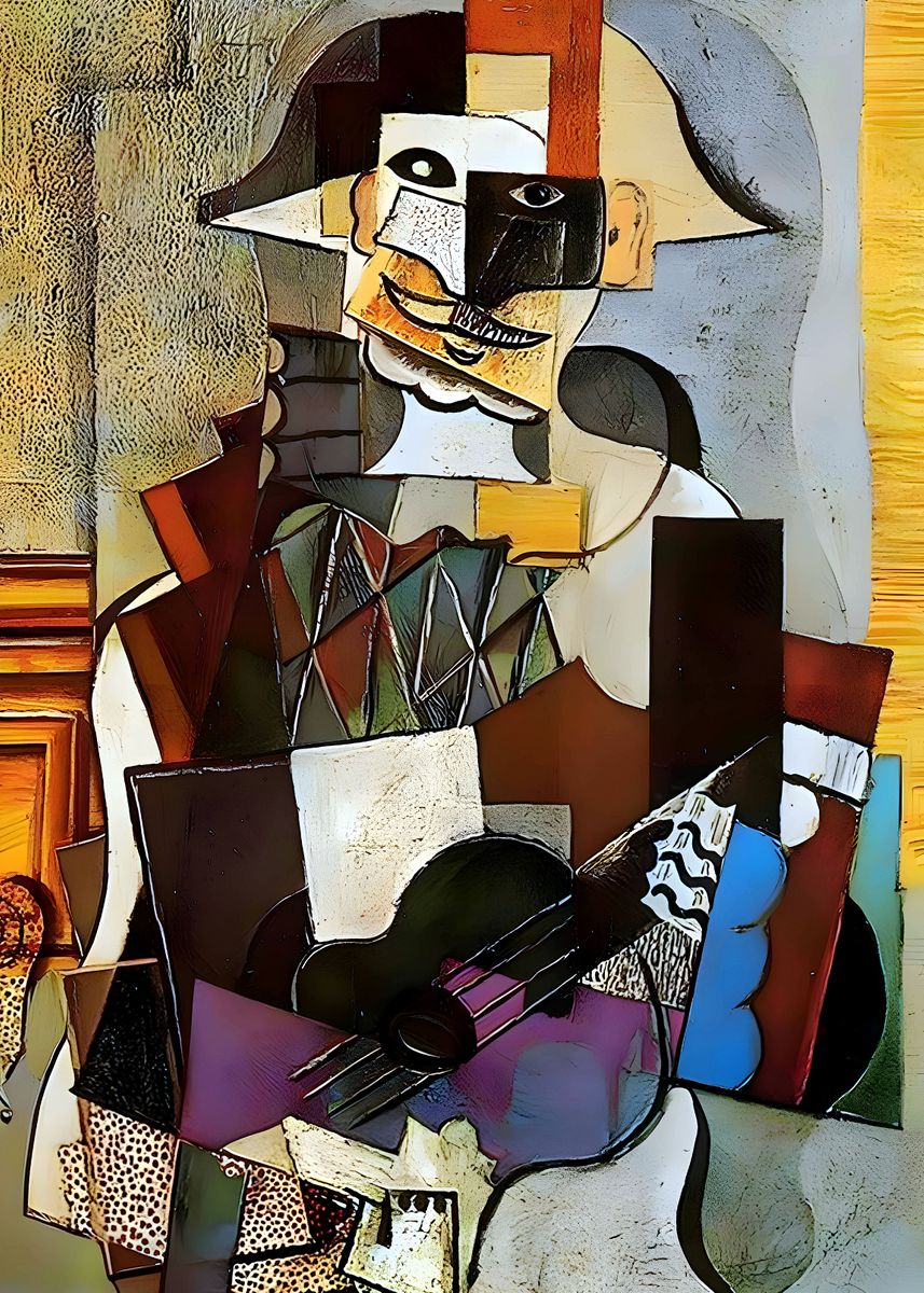 'Pablo Picasso Harlequin ' Poster, picture, metal print, paint by Jon ...