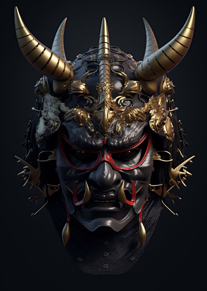 'Samurai Mask' Poster, picture, metal print, paint by Zake Yonkou ...