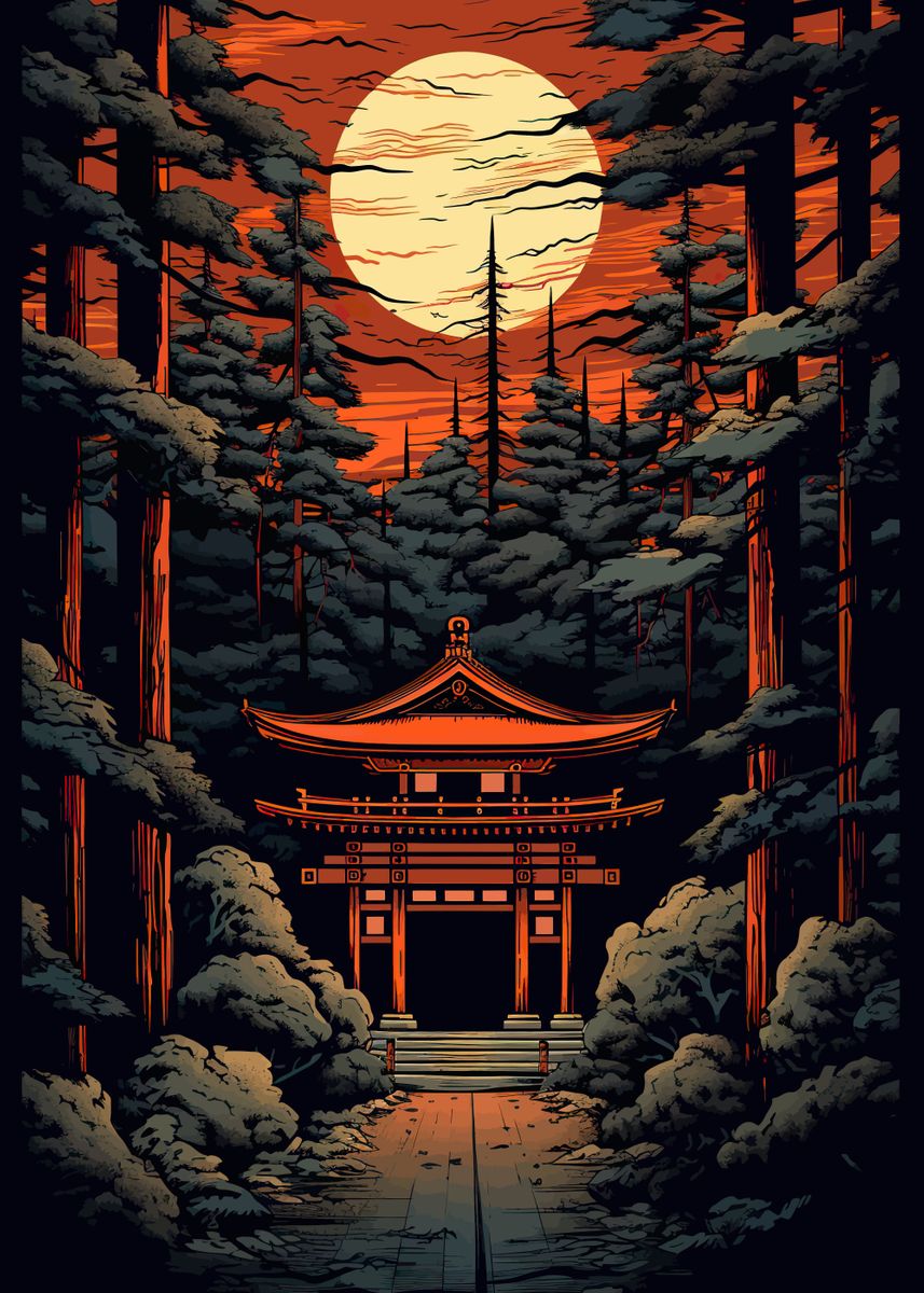 'ukiyoe tradditional Shinto' Poster, picture, metal print, paint by ...