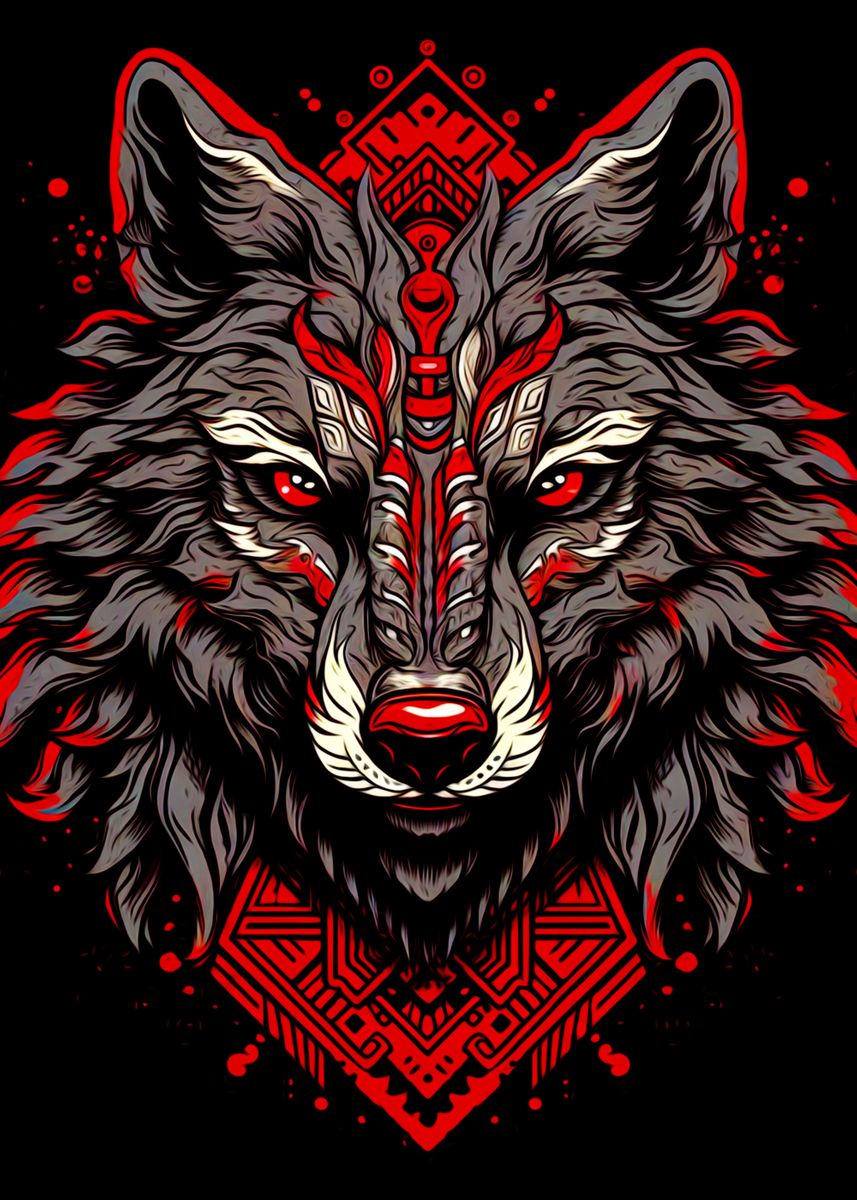 'Colorful Wolf' Poster, picture, metal print, paint by tine Dons | Displate