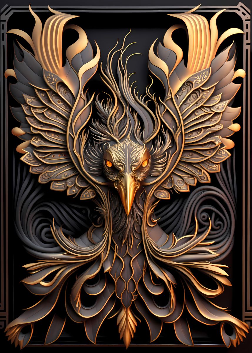 'Mythical Phoenix God' Poster, picture, metal print, paint by Luong ...