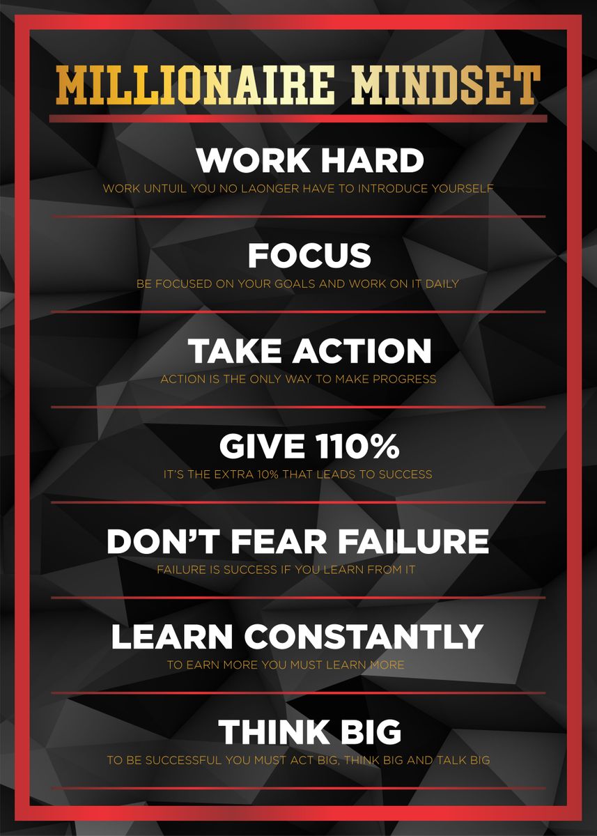 'millionaire mindset' Poster, picture, metal print, paint by Lowpoly ...