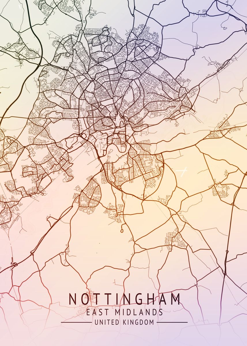 'Nottingham UK City Map' Poster, picture, metal print, paint by Gigi ...