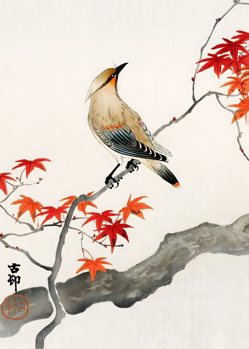 'Ukiyo e plague bird on map' Poster, picture, metal print, paint by ...