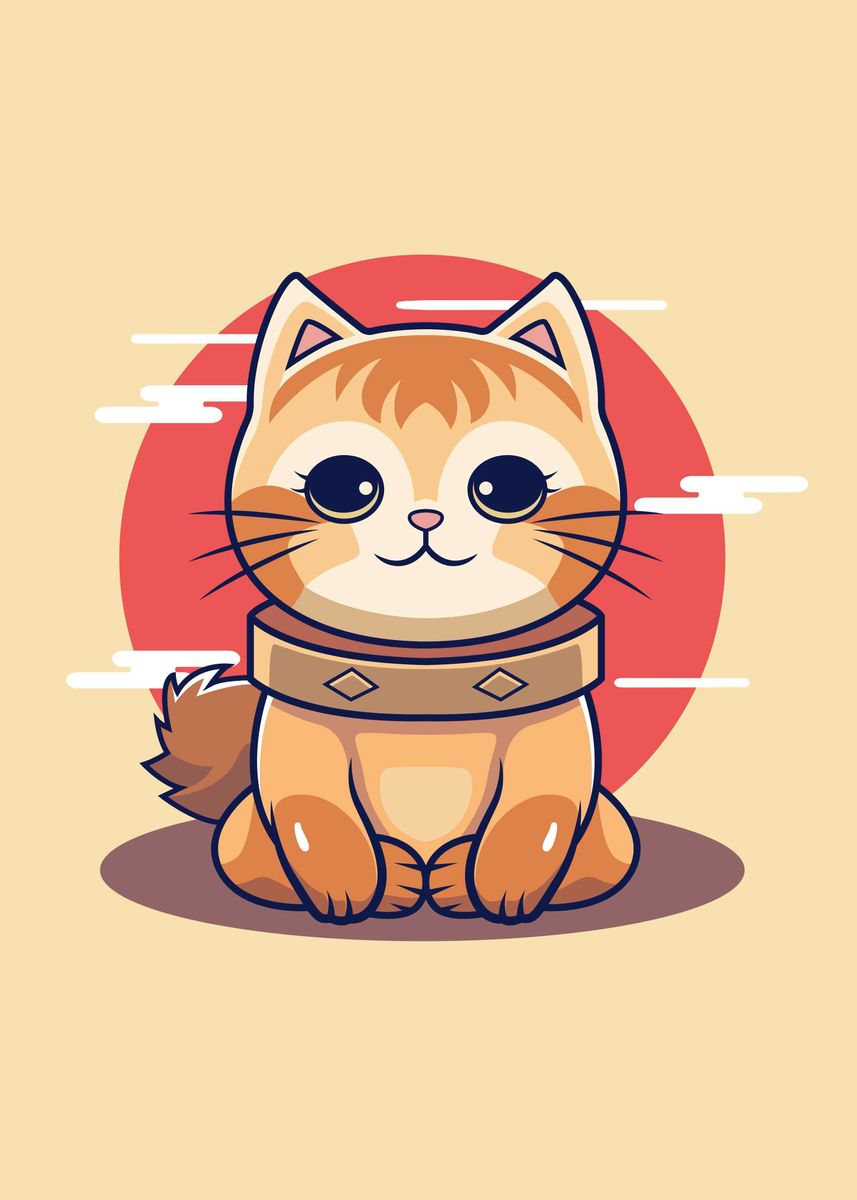 'Orange Cute Cat' Poster, picture, metal print, paint by Iqbal harris ...