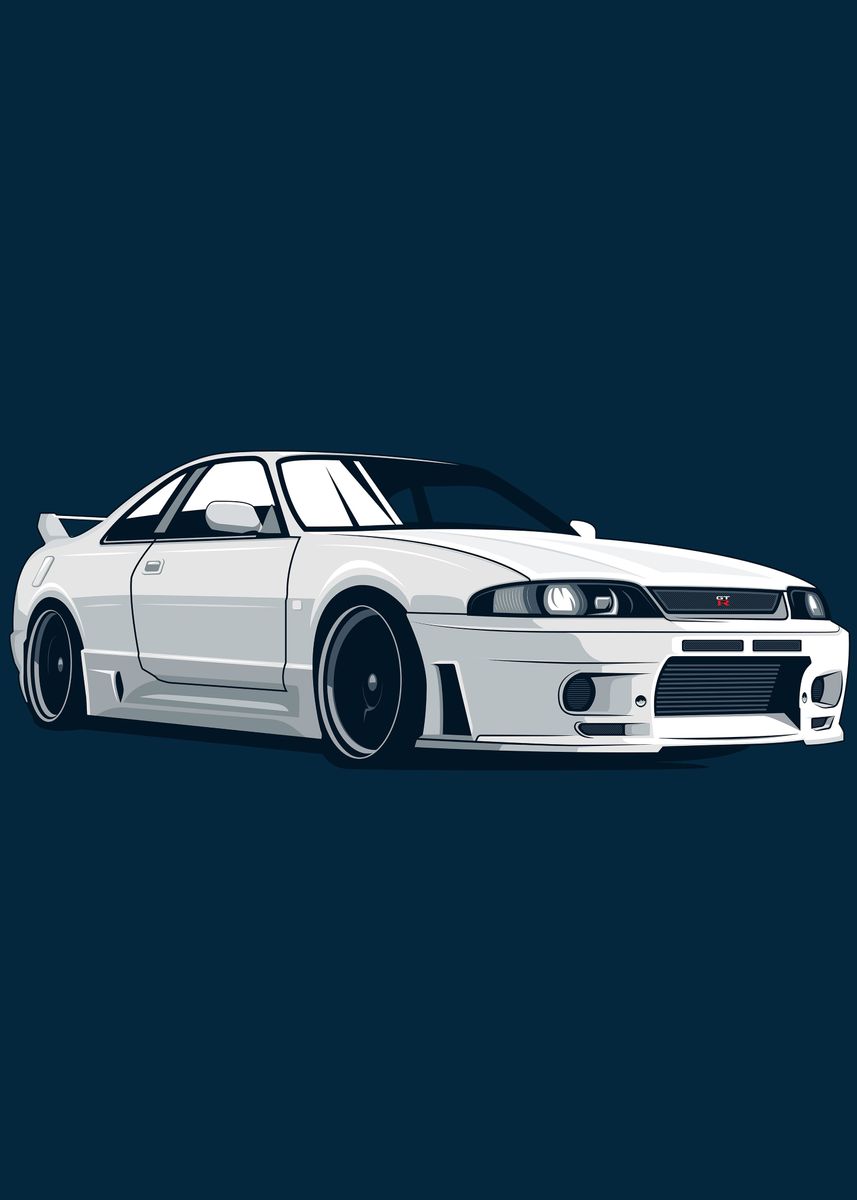 'Nissan Skyline R33' Poster, picture, metal print, paint by Vero ...