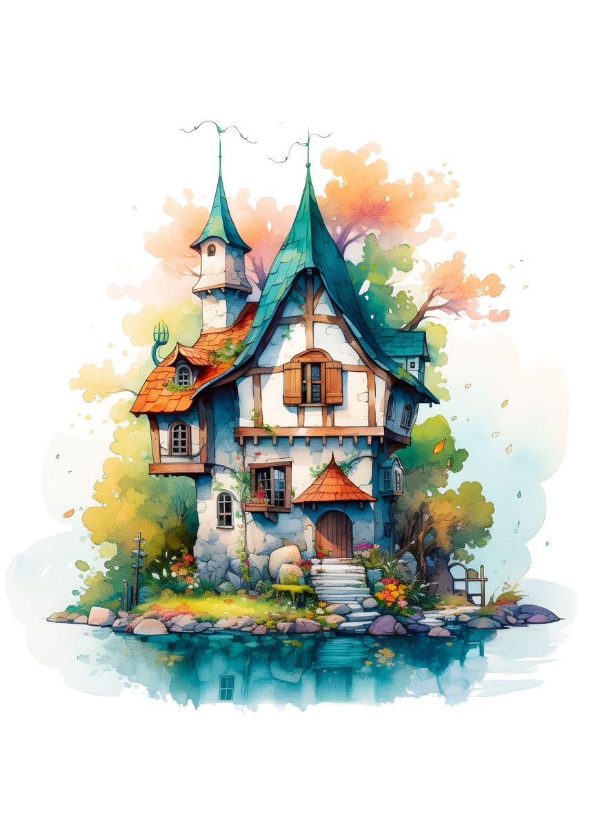 'Cute House Rabbit' Poster, picture, metal print, paint by Elz art ...