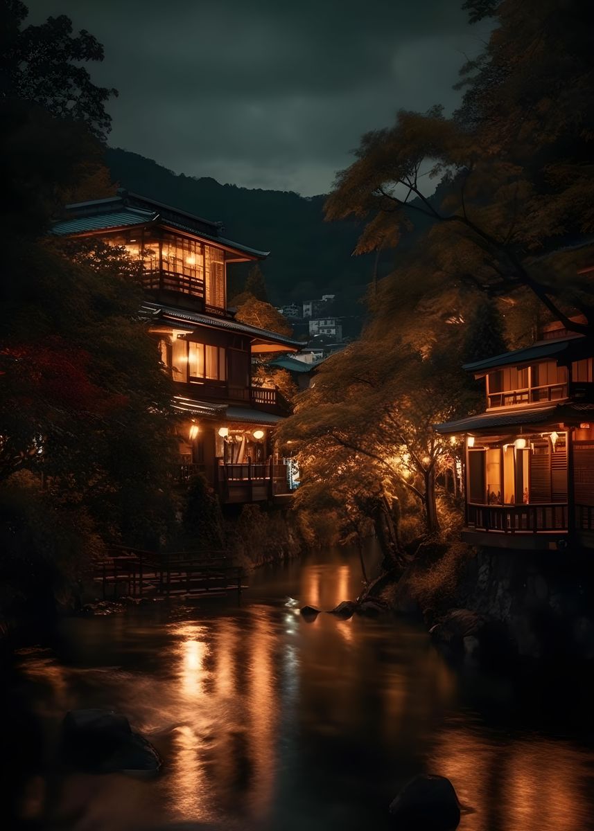 'Onsen city in Japan' Poster, picture, metal print, paint by Unique art ...