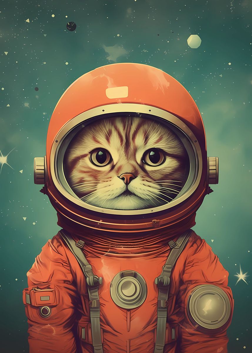 'Cat Astronaut' Poster, picture, metal print, paint by DecoyDesign ...