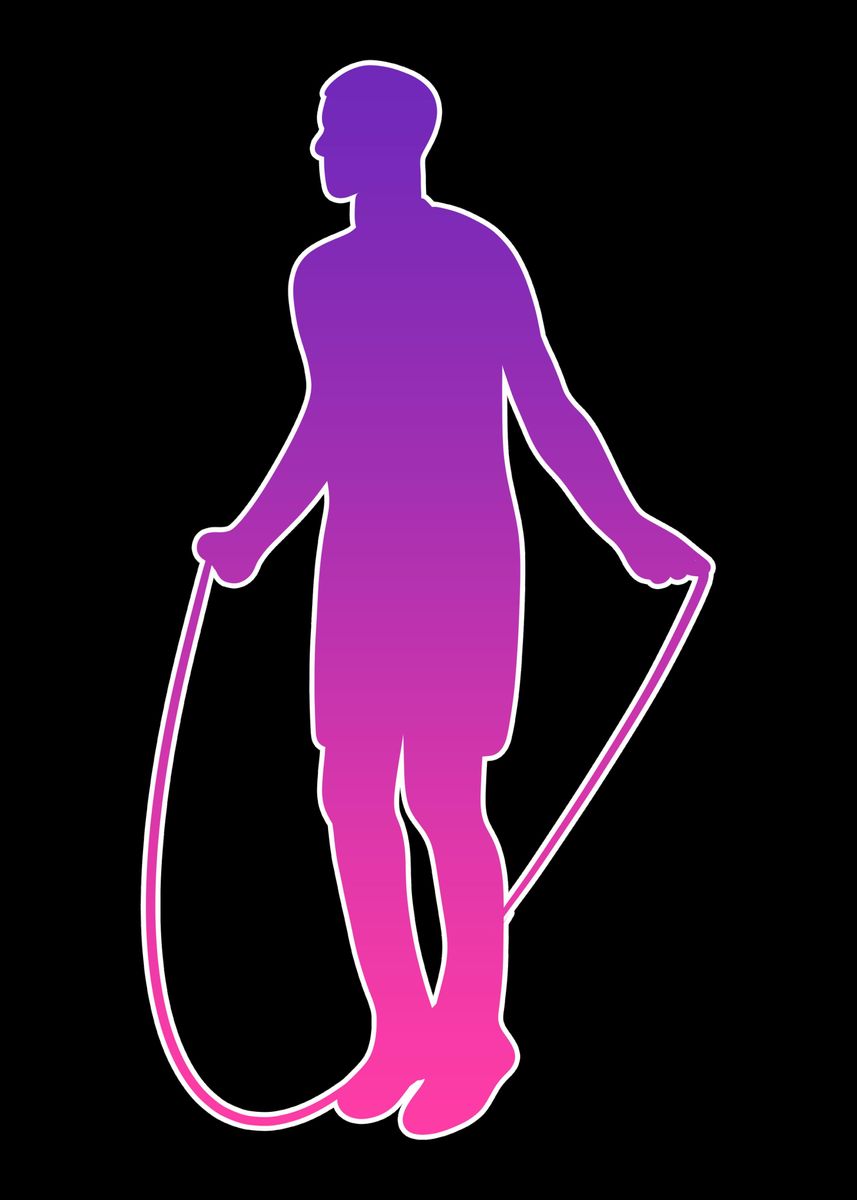 'Jumping Rope Man Fitness C' Poster, picture, metal print, paint by ...