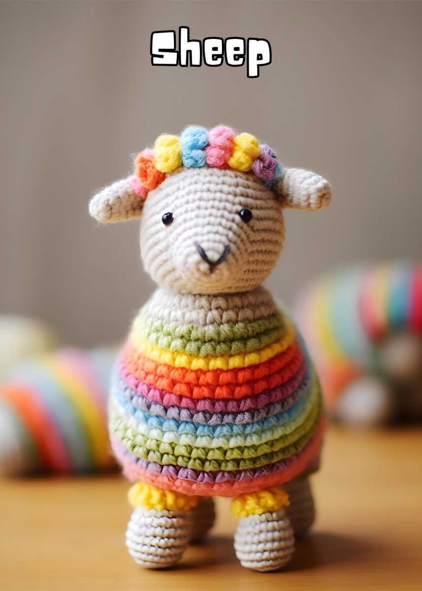 'Colorful Kids Sheep Poster' Poster, picture, metal print, paint by ...