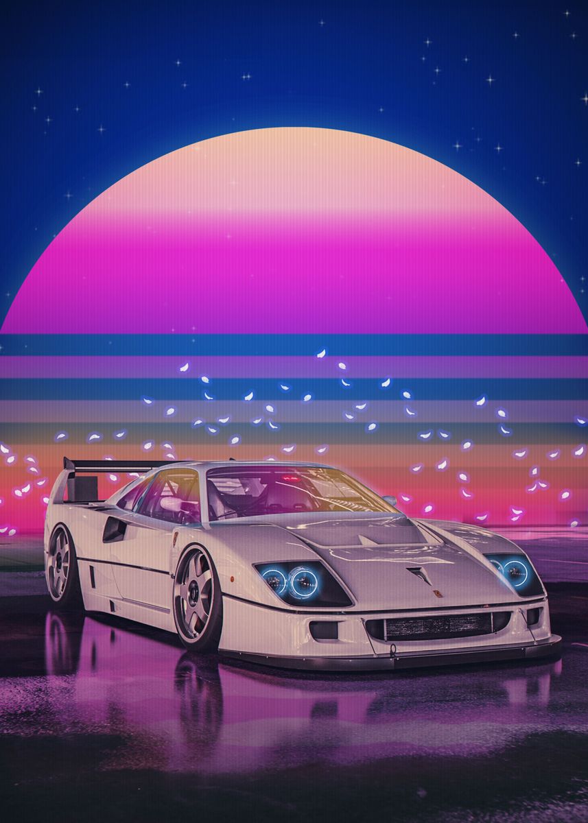 'White Ferrari 2' Poster, picture, metal print, paint by Aliigal ...