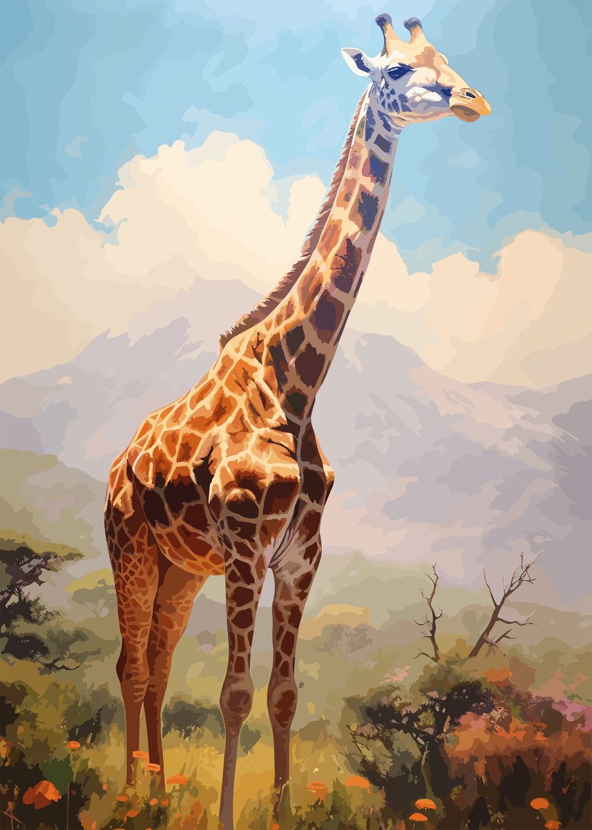 'Giraffe' Poster, picture, metal print, paint by Cool Worker | Displate