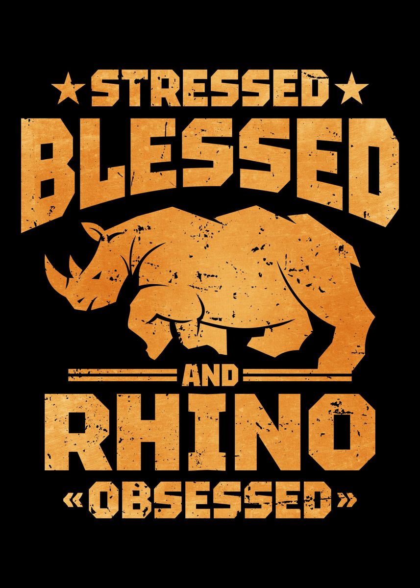 'Flower Rhino' Poster, picture, metal print, paint by Hexor | Displate