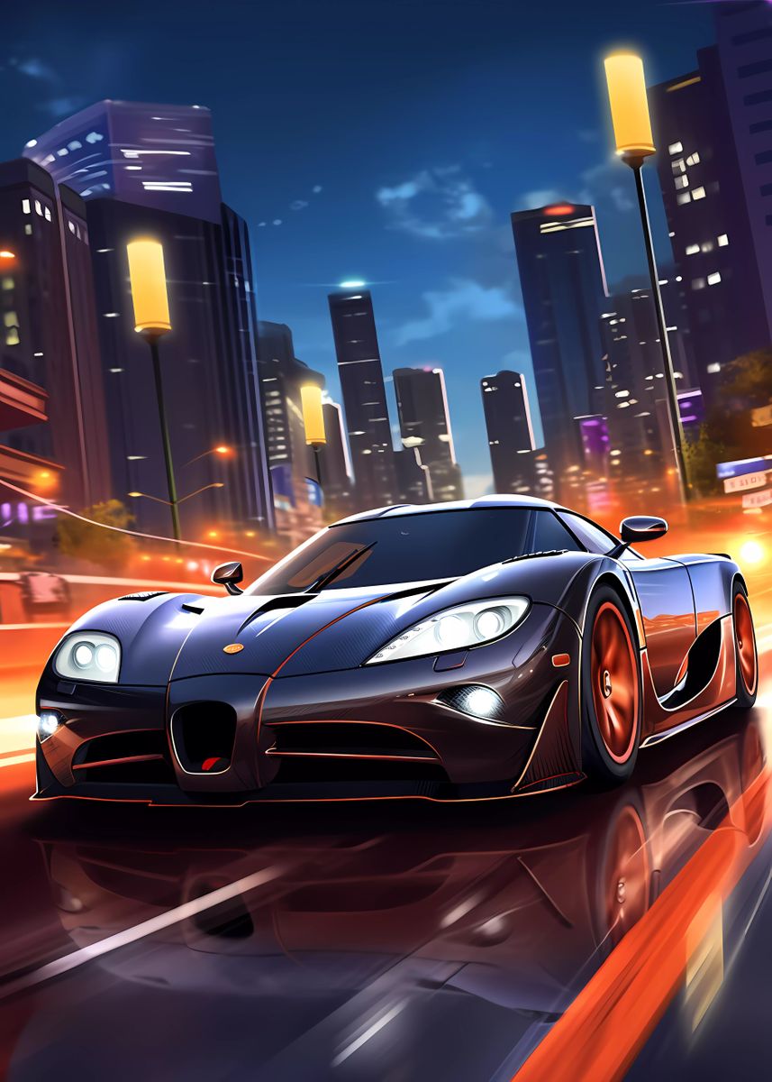 'Koenigsegg Supercar City' Poster, picture, metal print, paint by Kn1pz ...