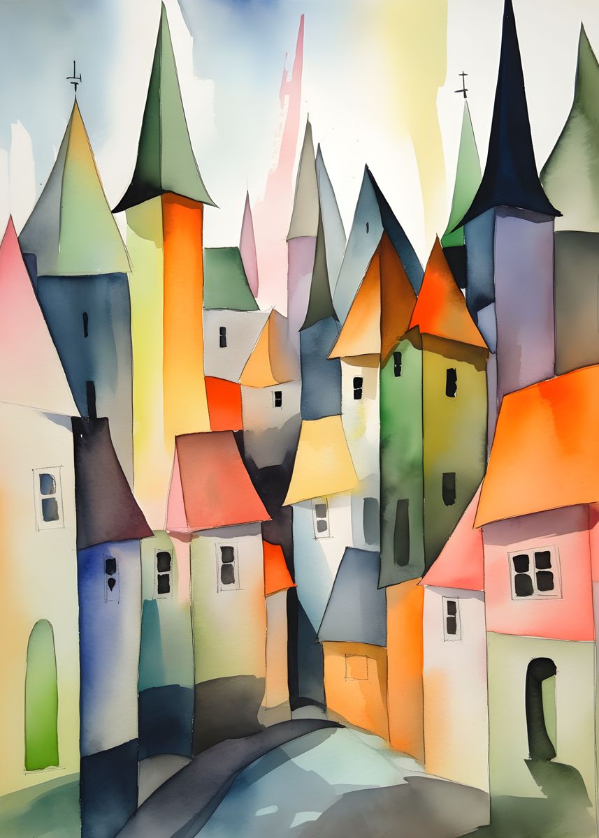 'Abstract Town' Poster, picture, metal print, paint by Makadur | Displate