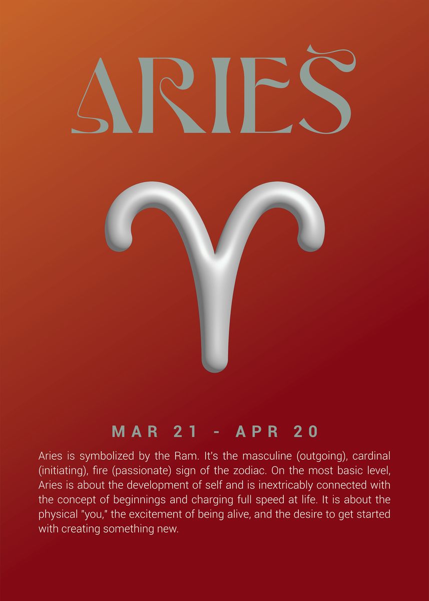 'Aries 3D Wall art' Poster, picture, metal print, paint by Ekkswai ...