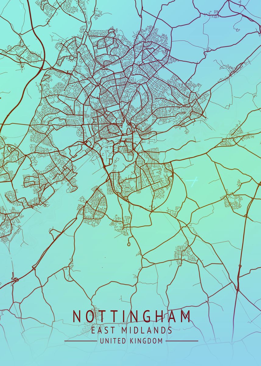 'Nottingham UK City Map' Poster by Gigi Bgm | Displate