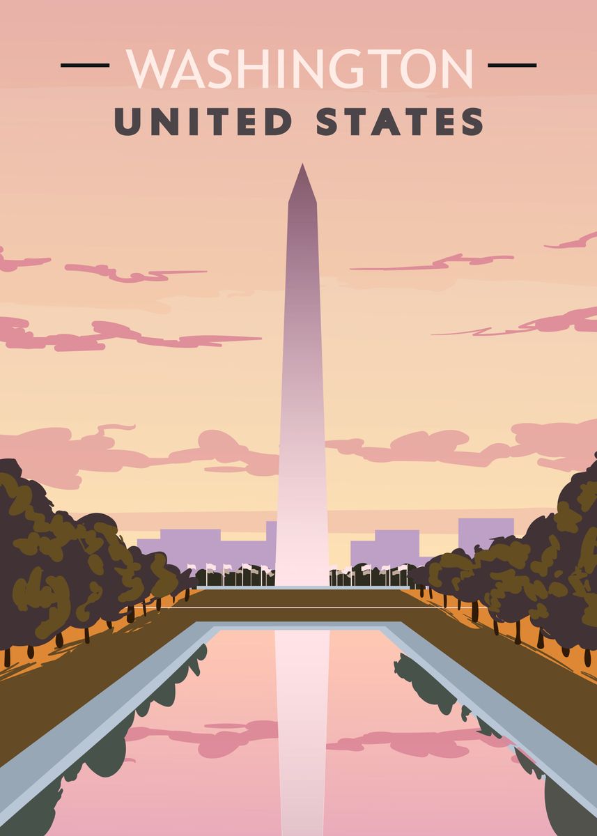 'Washington Travel' Poster, picture, metal print, paint by Le Thi Thu ...