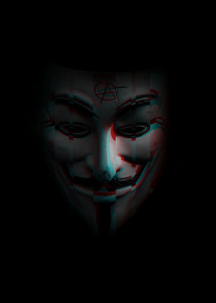 'Neon Anonymous Glitch Mask' Poster by mcmtdesigns | Displate