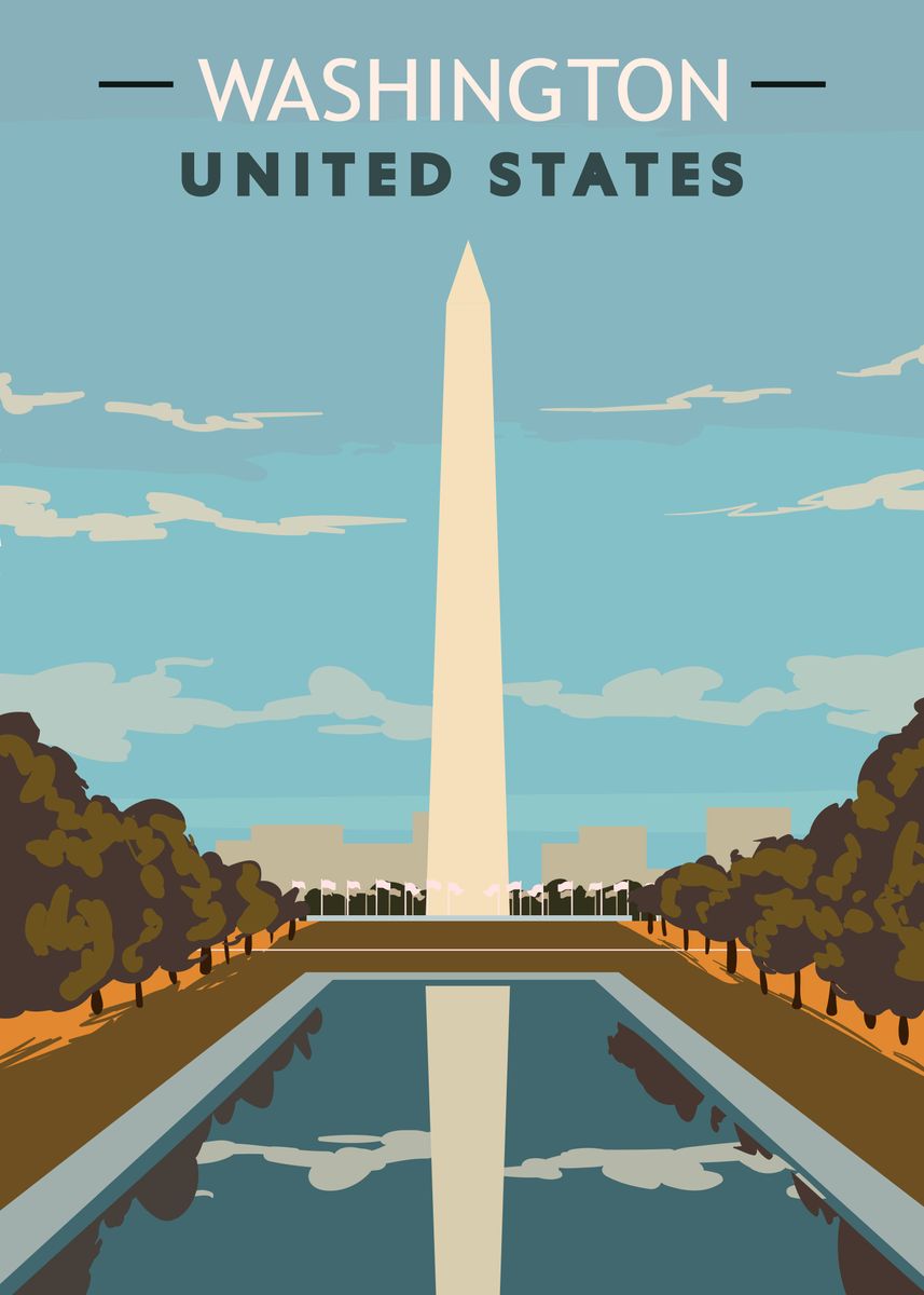 'Washington Travel' Poster, picture, metal print, paint by Le Thi Thu ...