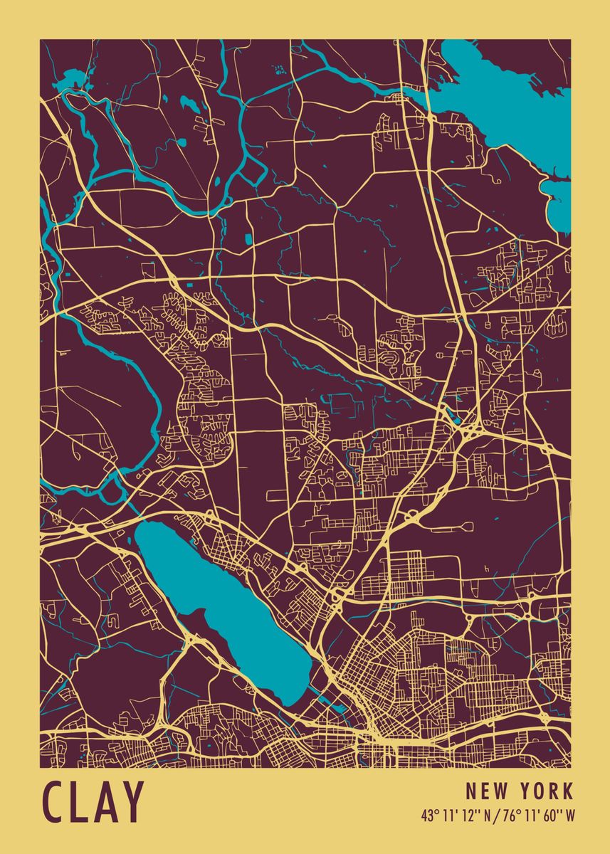 'Clay New York City Map' Poster, picture, metal print, paint by Miracle ...