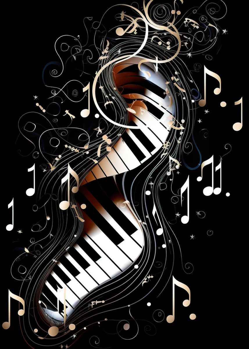 'musical notes' Poster, picture, metal print, paint by NowFak | Displate