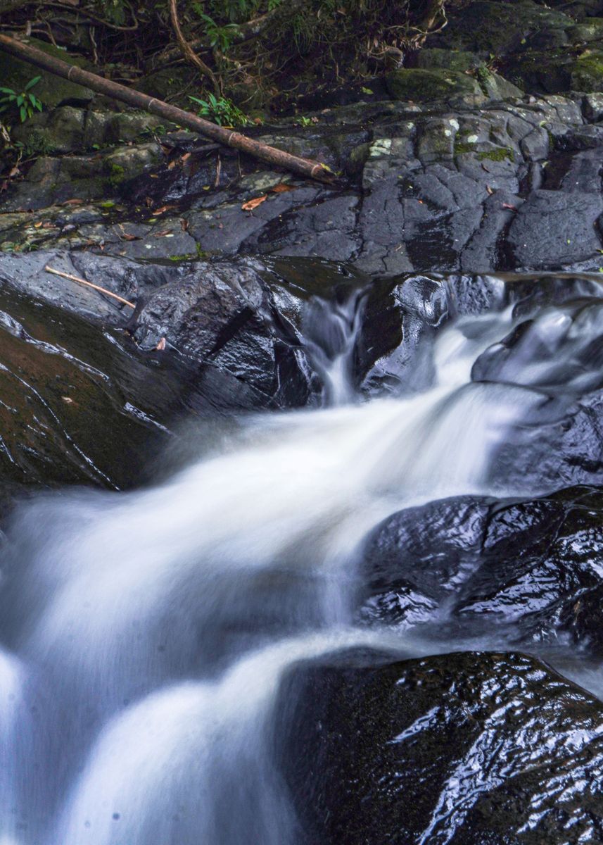 'Smooth Waterfall Landscape' Poster, picture, metal print, paint by ...