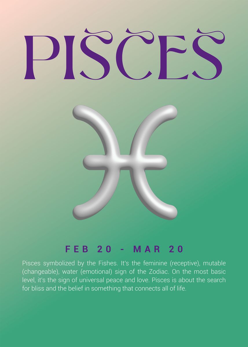 ' Pisces 3D Wall Art' Poster by Ekkswai Artworks | Displate