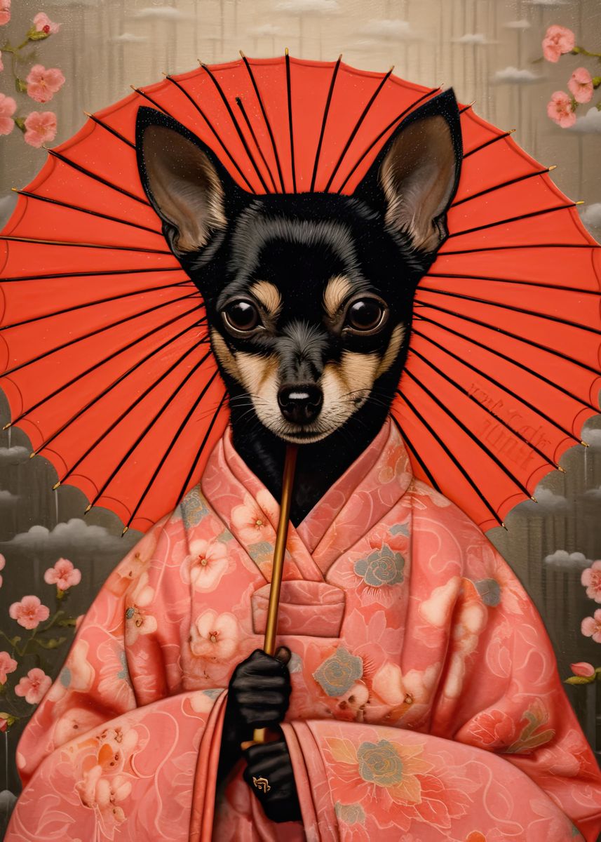 'Miniature Pinscher Geisha ' Poster, picture, metal print, paint by ...