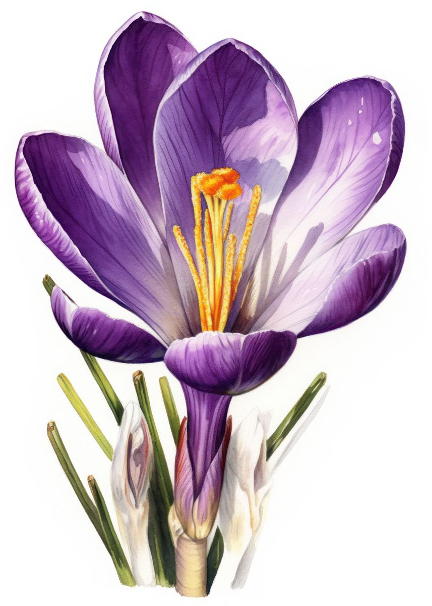 'Crocus Purple Blossom' Poster, picture, metal print, paint by Usama ...
