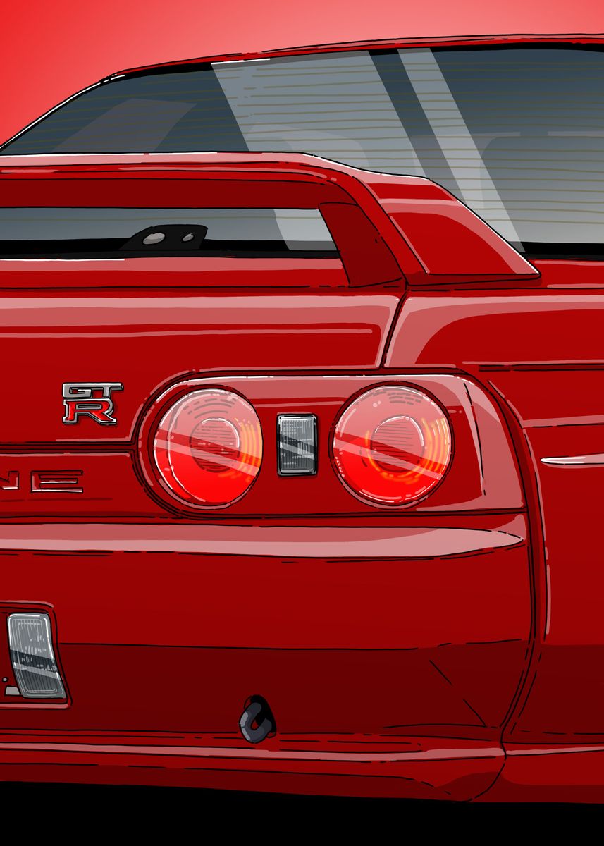 'Nissan GTR R32' Poster, picture, metal print, paint by ND Fat | Displate